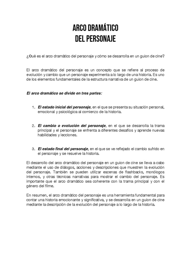 Arco Dramático Del Personaje | PDF | Guión | Suspense (Género)