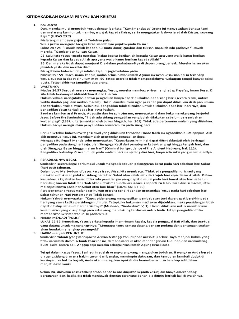 Ketidakadilan Dalam Penyaliban Kristus | PDF