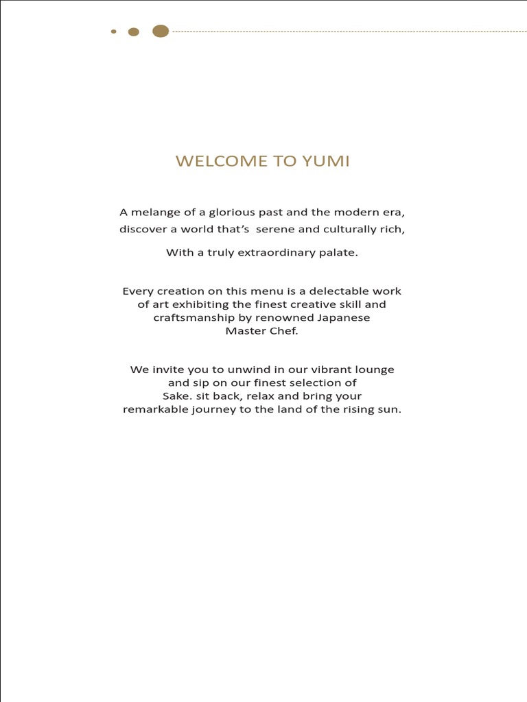 Yumi Restaurant Menu and Prices | PDF | Sushi | Japanese Cuisine