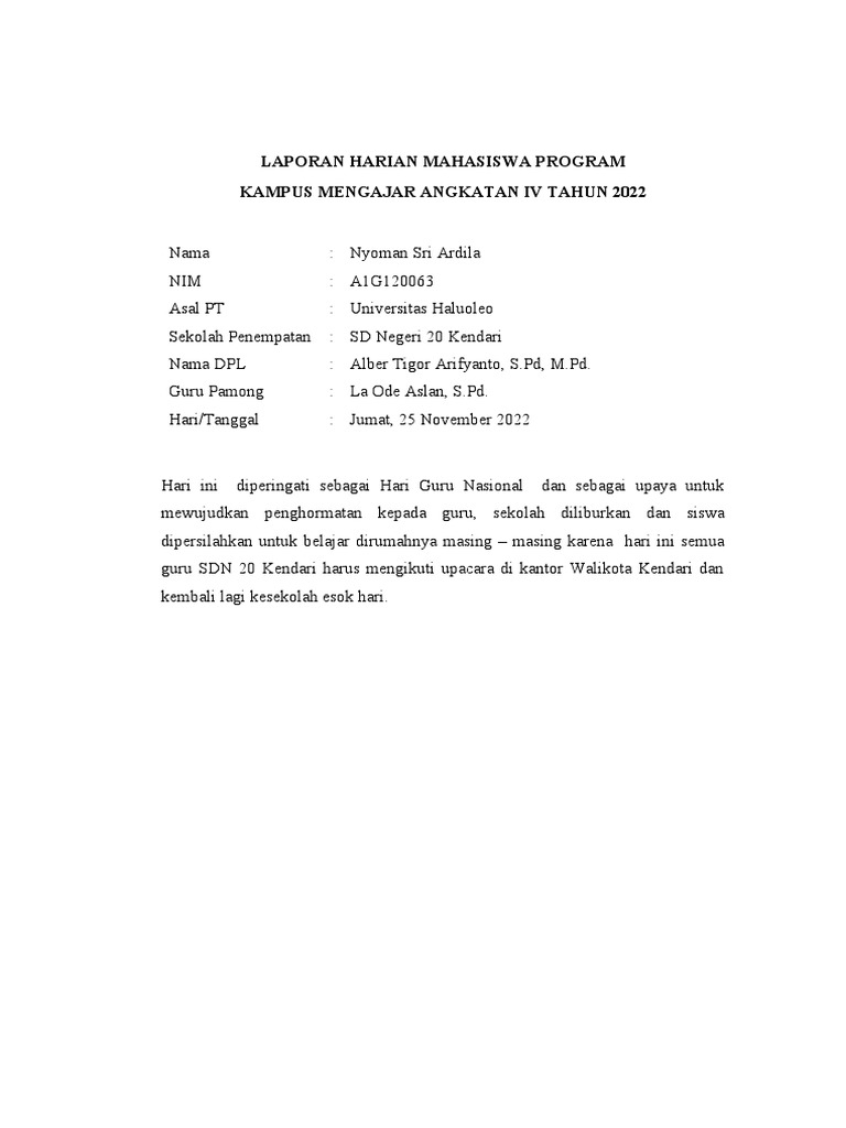 Logbook Kampus Mengajar | PDF
