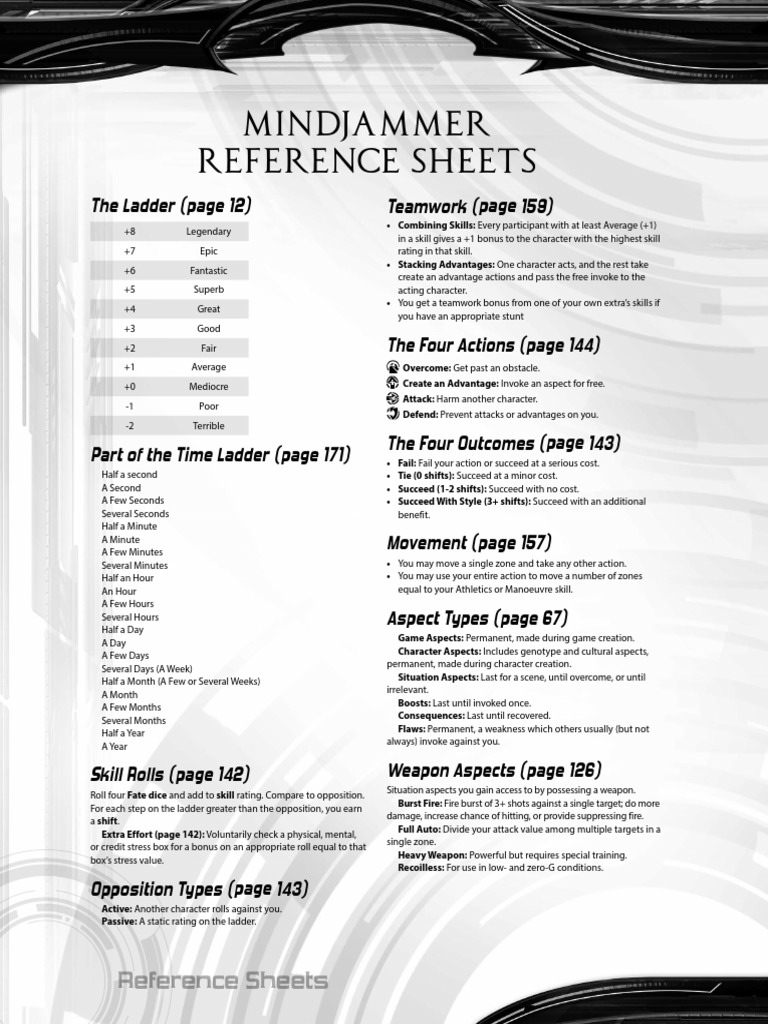 Mindjammer Reference Sheets - v1 | Download Free PDF | Ammunition ...