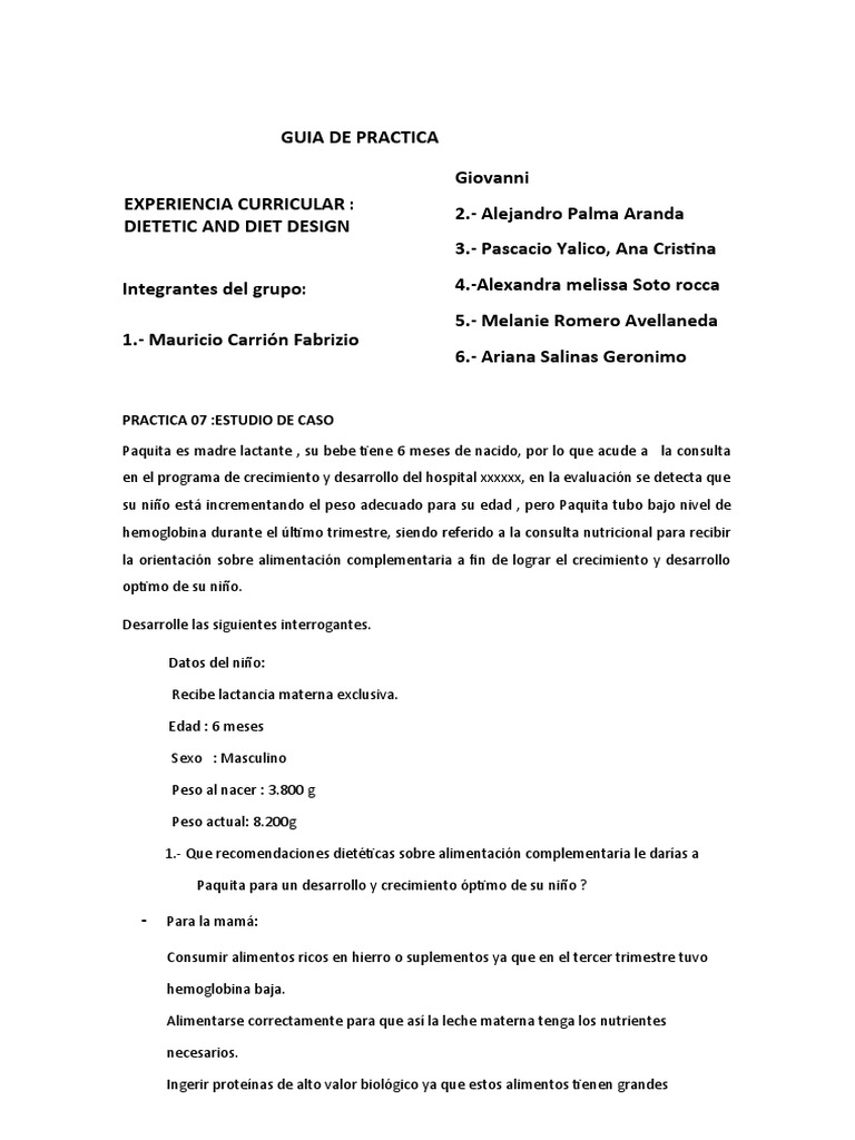 Guia de Practica 7 | PDF | Caloría | Alimentos