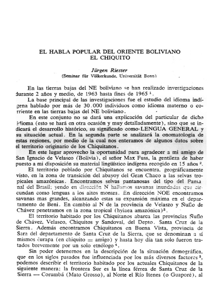 El Habla Popular Del Oriente Boliviano | PDF | Lengua española | Bolivia