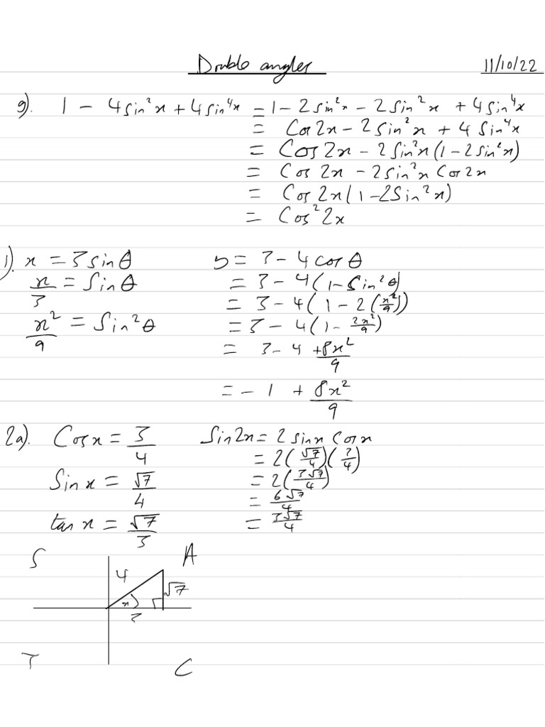 Double Angle Formulae | PDF