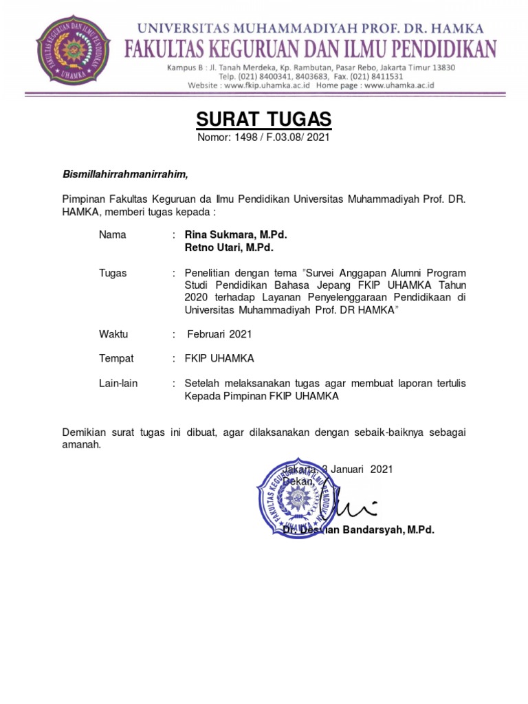 Surat Tugas Survey | PDF