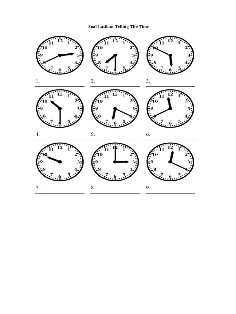 Soal Latihan Telling The Time | PDF