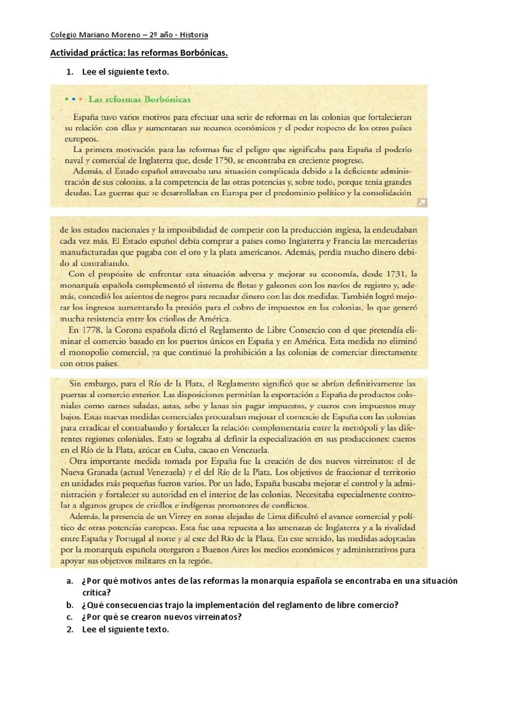 TP - Reformas Borbónicas | PDF