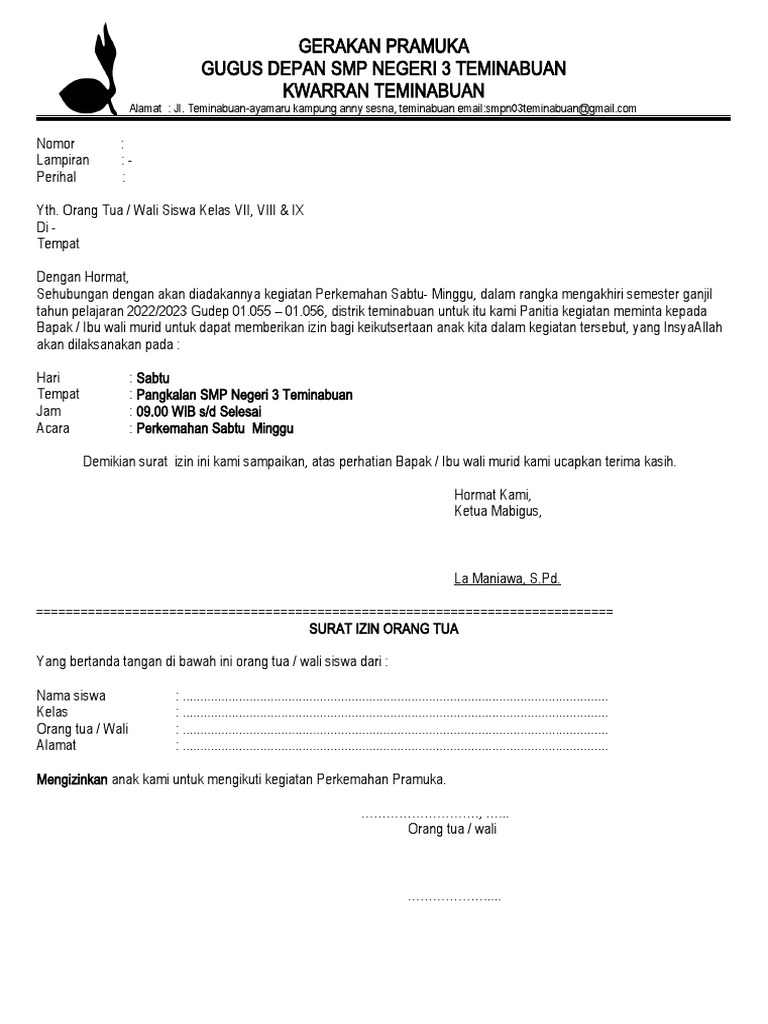 Surat Pemberitahuan PERSAMI | PDF