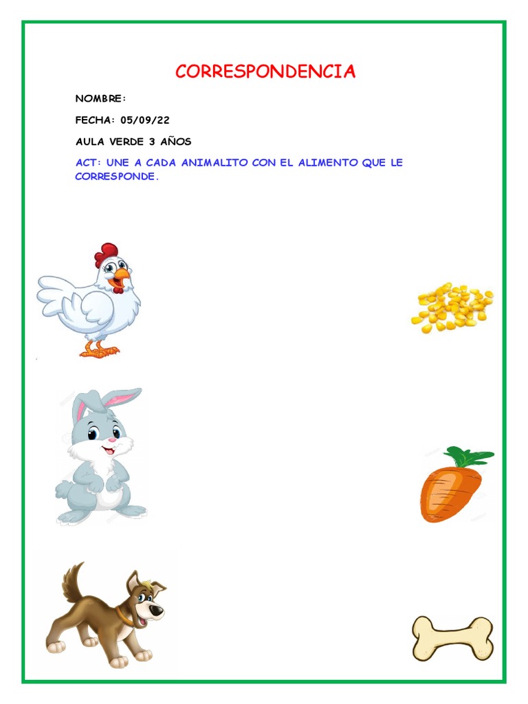 Correspondencia Ficha 5 Set | PDF