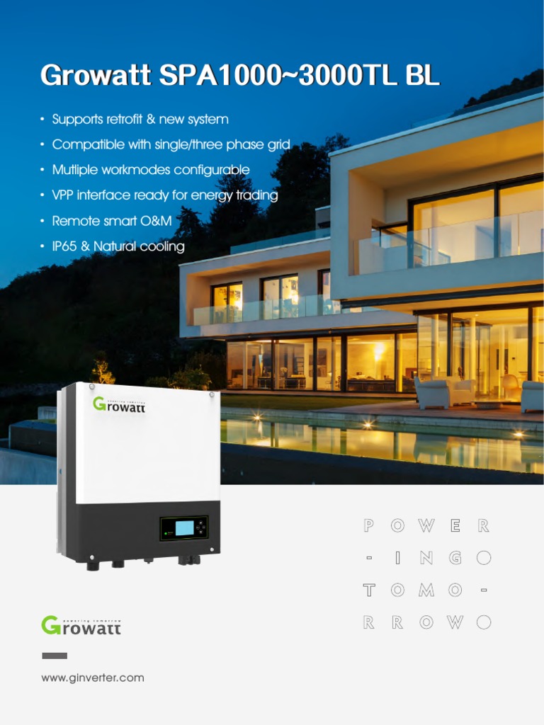 Growatt SPA1000-3000TL BL Datasheet | PDF | Alternating Current ...