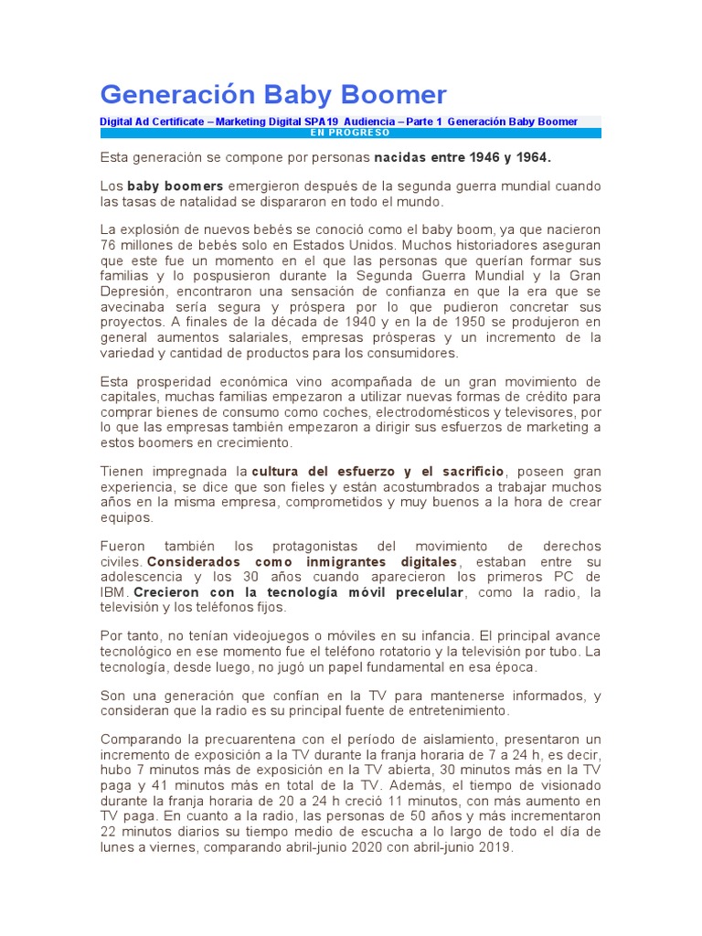 Generación Baby Boomer | PDF | Internet | Baby Boomers
