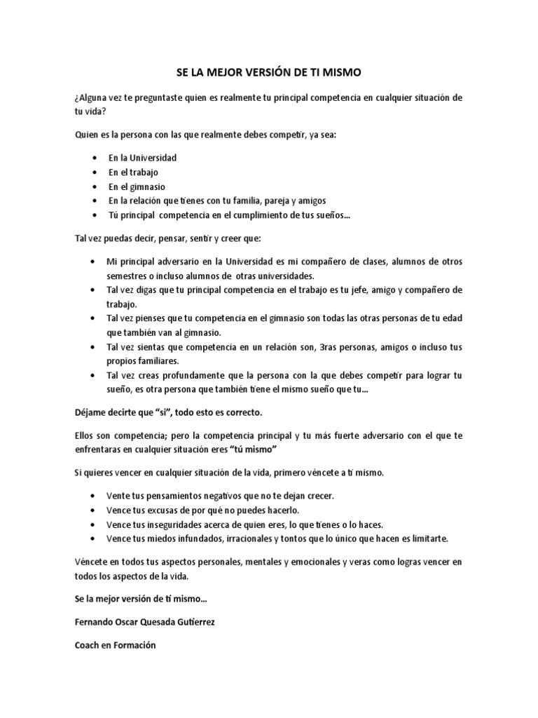 Oscar - Se La Mejor Version de Ti Mismo | PDF