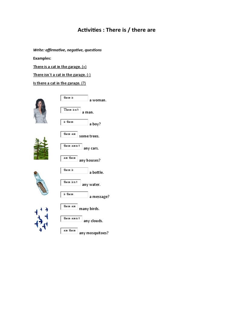 Activities: There Is / There Are: Write: Affirmative, Negative, Questions | PDF