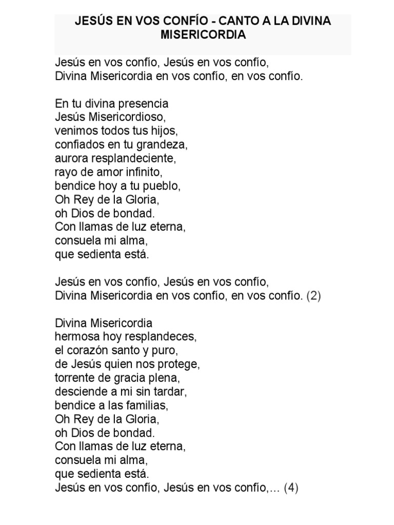Letra de Jesús en Vos Confío y Misericordiosos Como El Padre | PDF