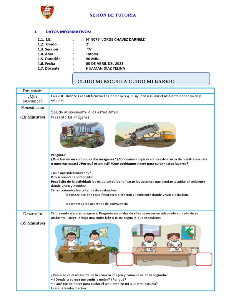 Cuido Mi Escuela Cuido Mi Barrio: Sesión de Tutoría | PDF
