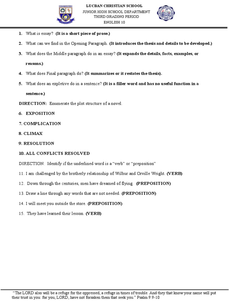 English 10 Essay and Literature Guide | PDF | Essays | Linguistics