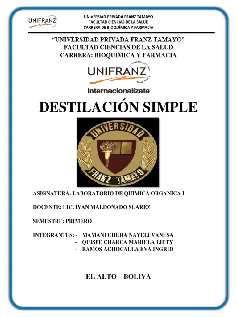 Lab. No6 Destilacion Simple | PDF | Destilación | Líquidos