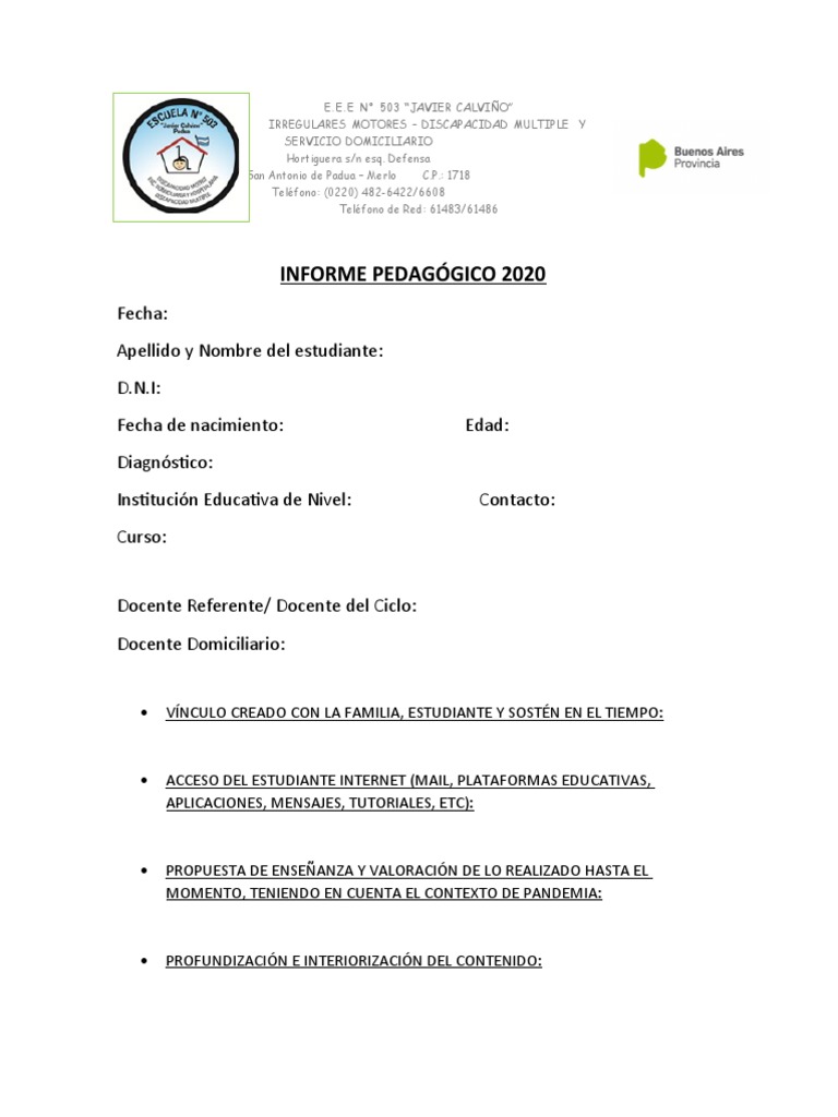 503 Informe Pedagógico | PDF