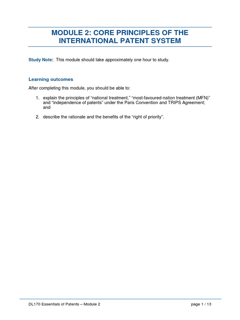 DL170 Module 2v1.2 | PDF | Priority Right | Patent Application