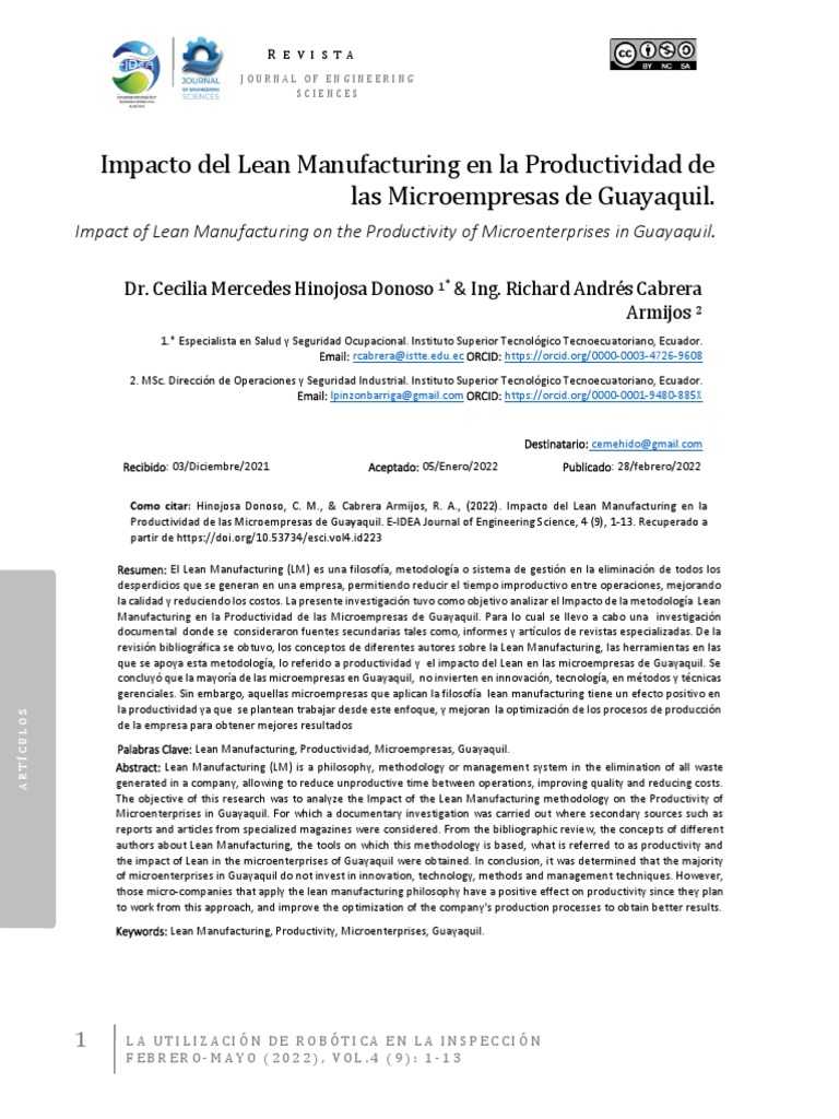 223-Texto Del Artículo-501-1-10-20220730 | PDF | Lean Manufacturing ...