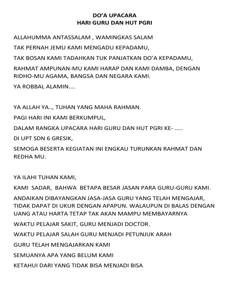 Do'a Upacara Pgri | PDF | Agama & Spiritualitas