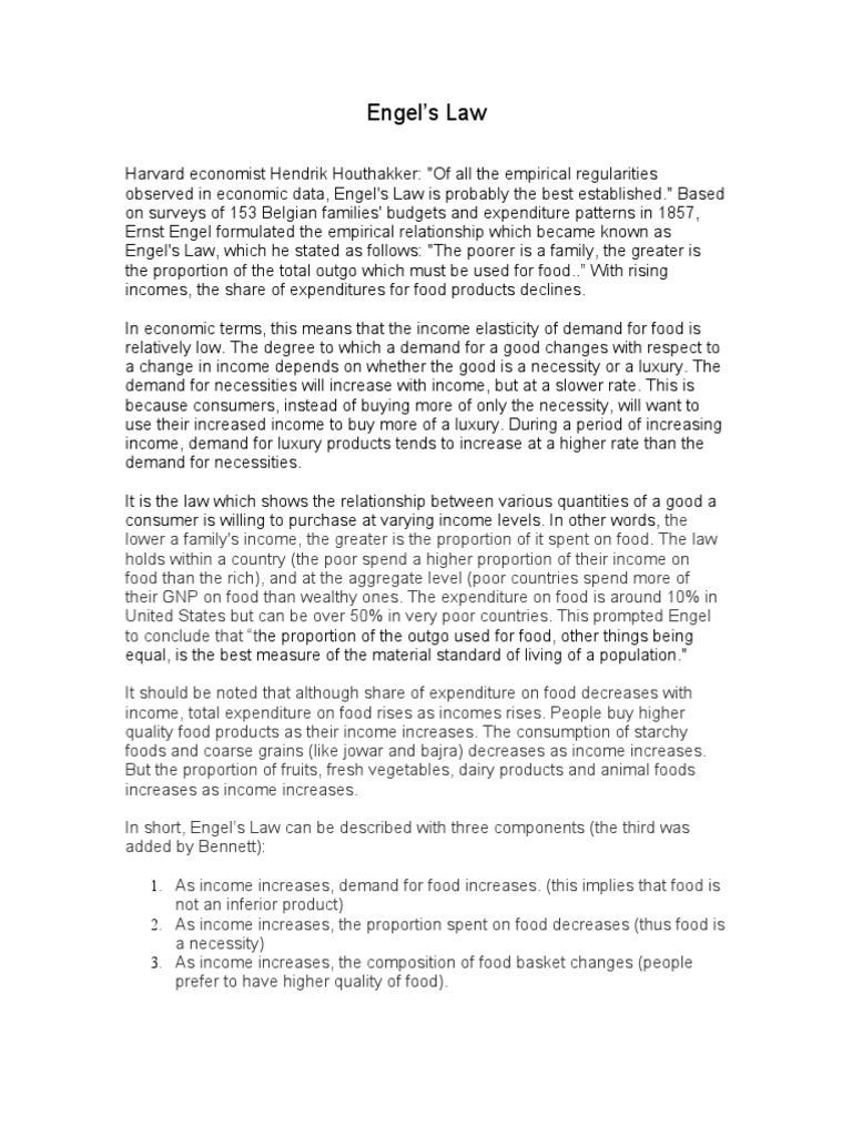 Engel's Law | PDF | Income | Luxury Goods