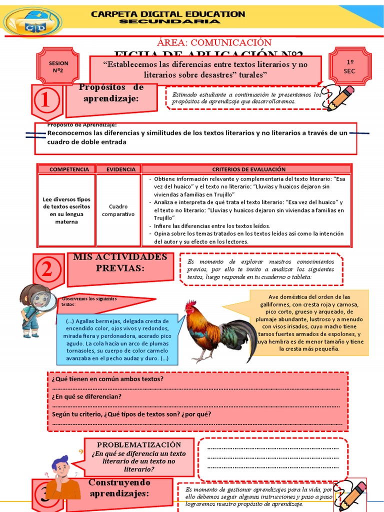 1° Ficha de Aplicación-Sesión2-Sem.1-Exp.1-Comu. | PDF