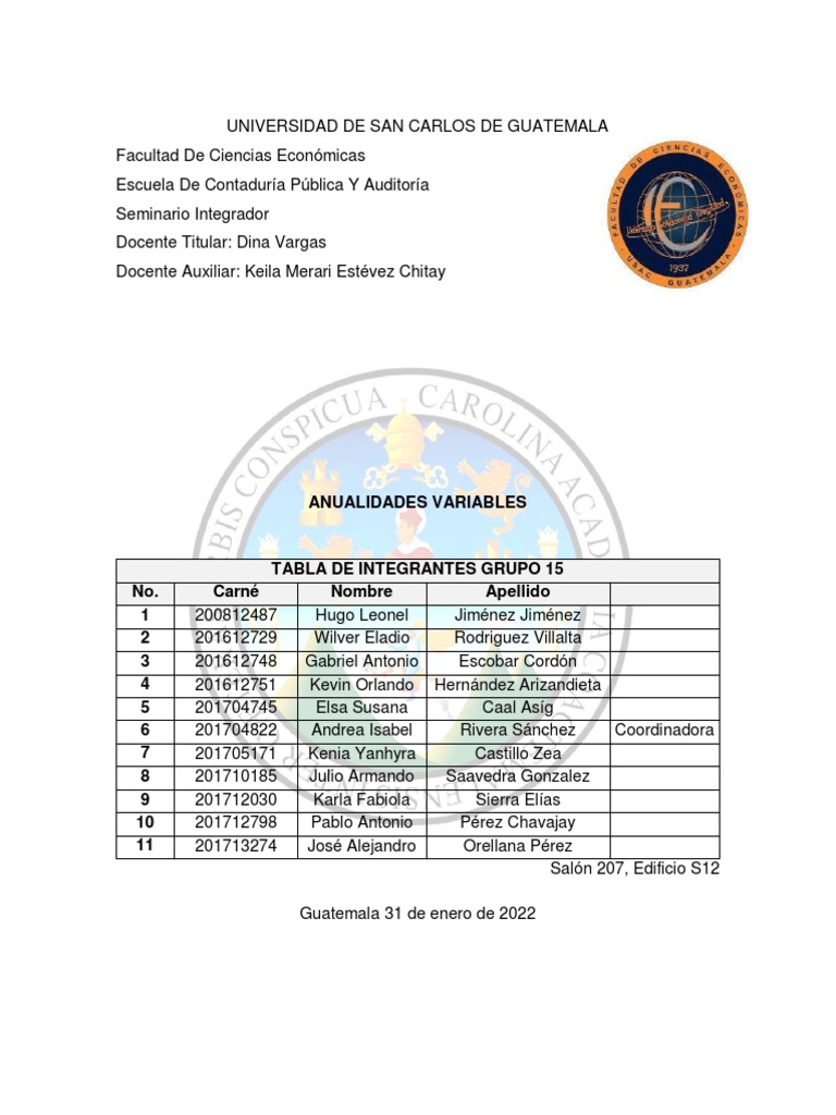 G15 Tema No. 8 Anualidades Variables | PDF | Interés | Inversiones