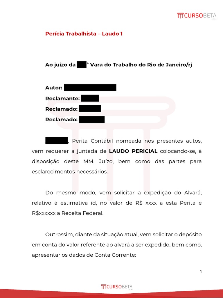 Laudo Pericial Trabalhista 01 | PDF | Férias trabalhistas | Hora extra