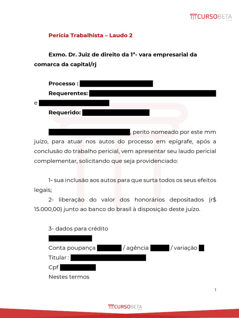 Laudo Pericial Trabalhista 02 | PDF | Contabilidade | Sentença (jurídico)