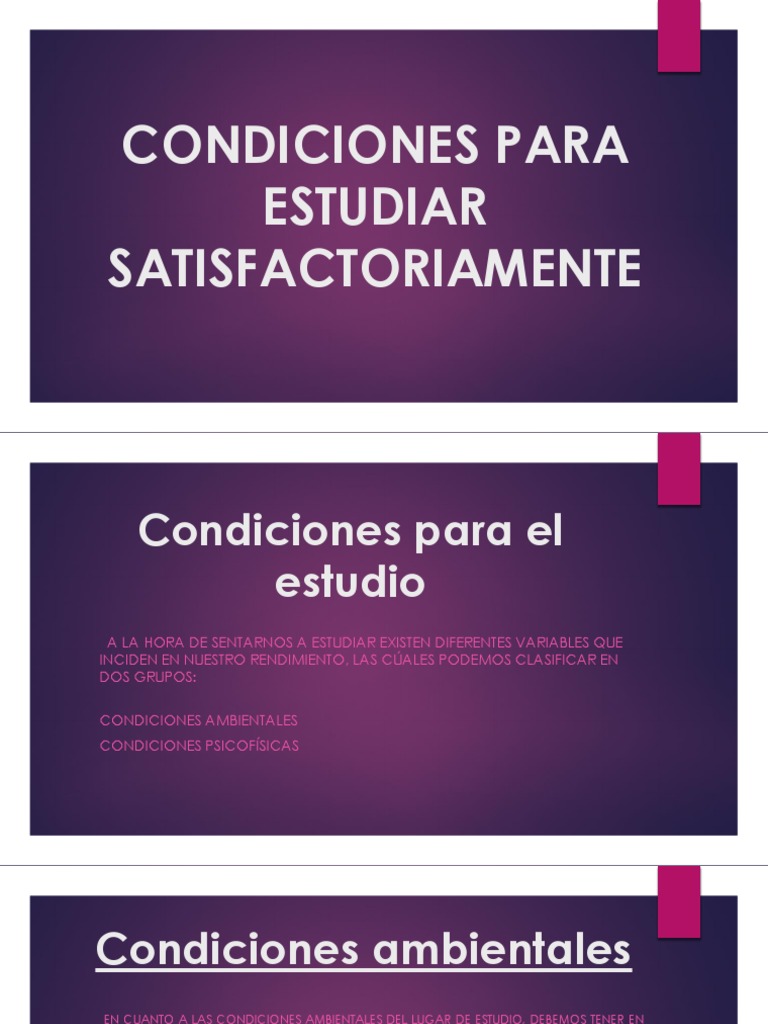 Condiciones para Estudiar Satisfactoriamente - Unjbg | PDF | Encendiendo