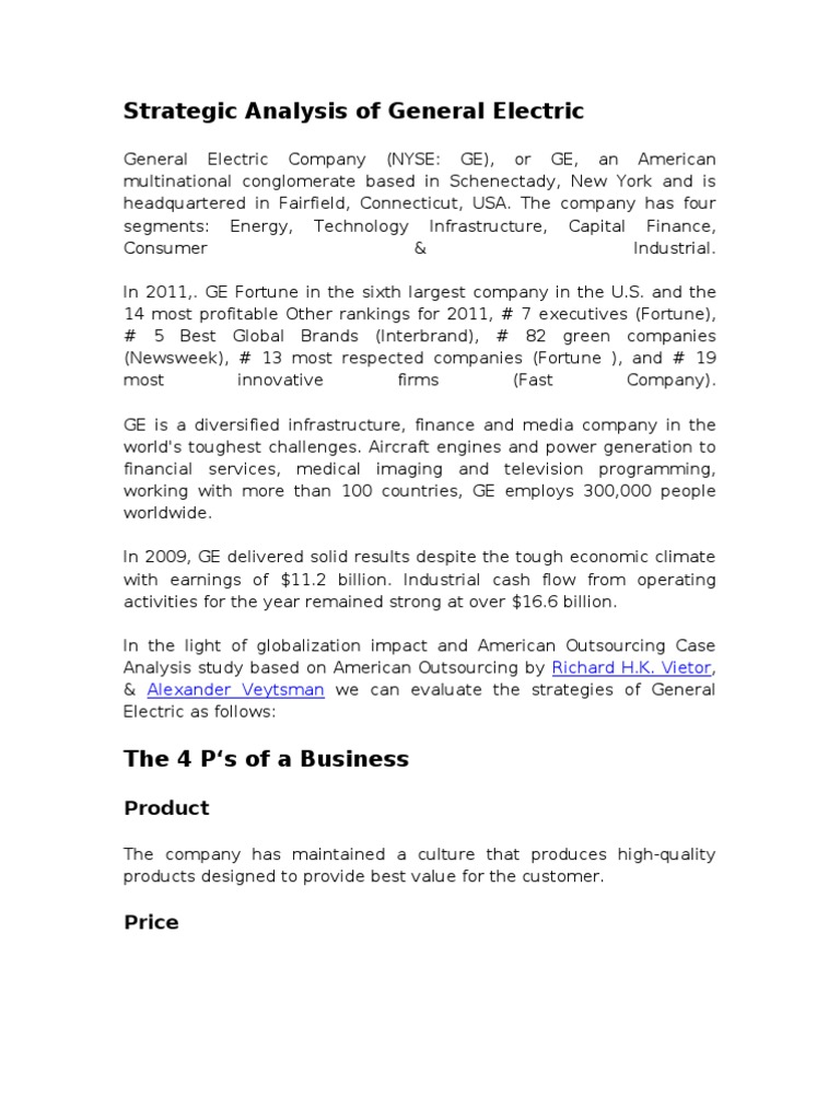 Strategic Analysis of General Electric | PDF | General Electric ...