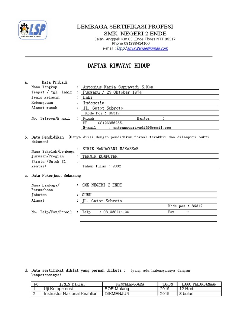 Profil Antonius Suprayadi, S.Kom | PDF