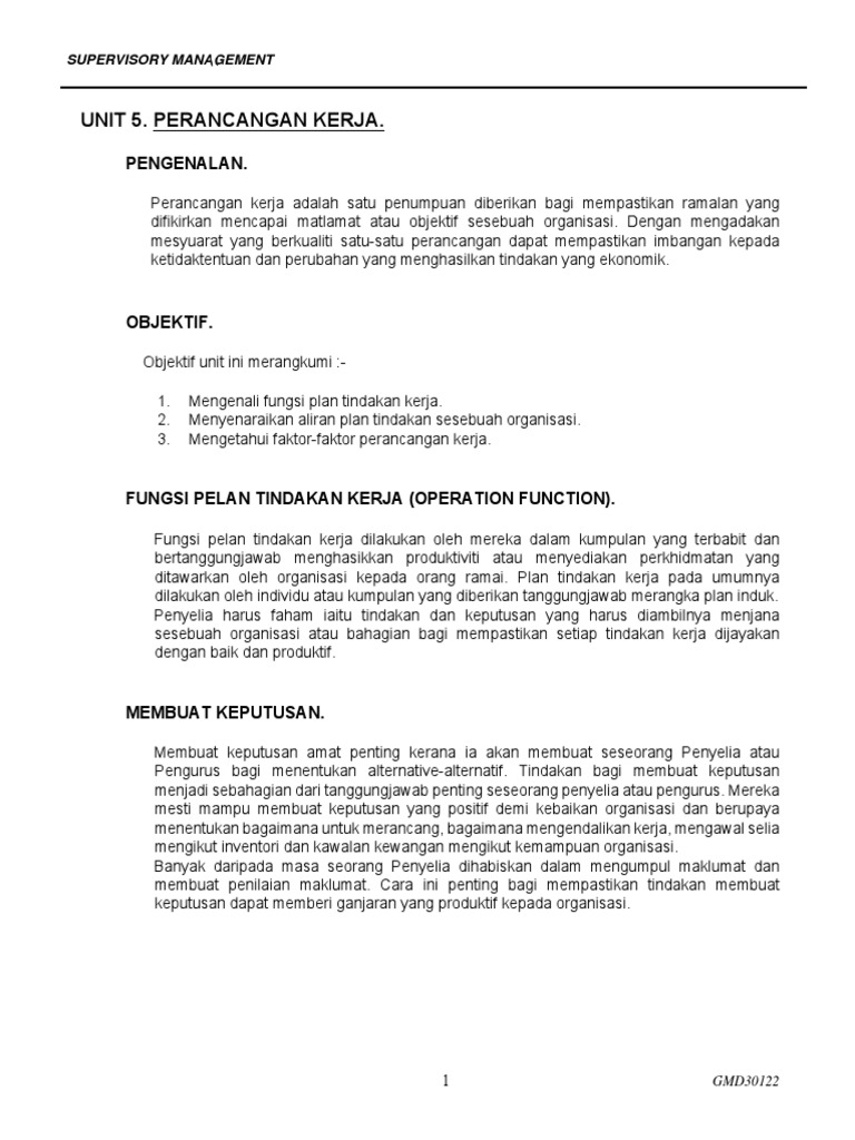 Modul Unit 5 Perancangan Kerja | PDF
