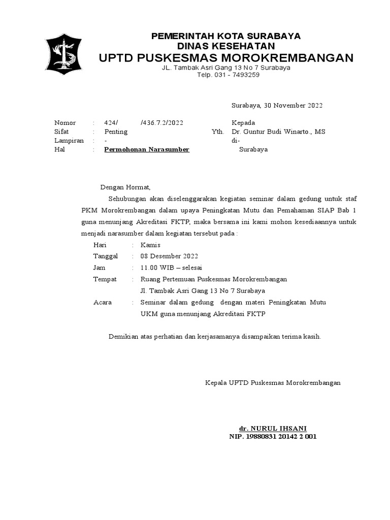 SURAT PERMOHONAN NARSUM | PDF