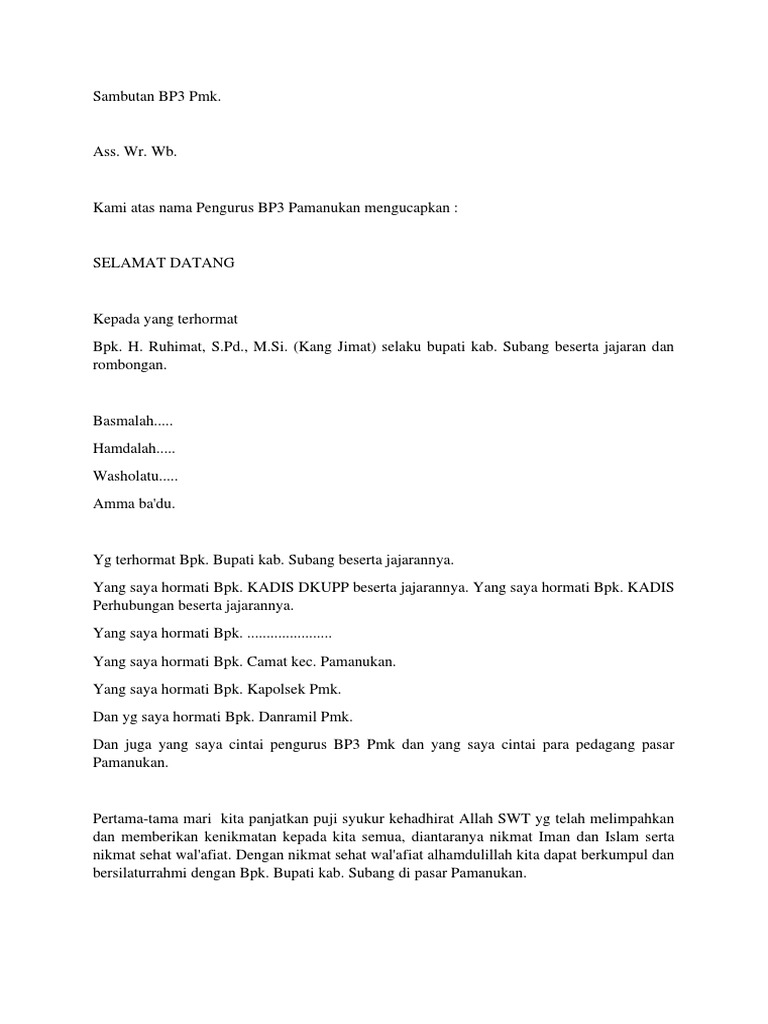 Sambutan BP3 PMK | PDF