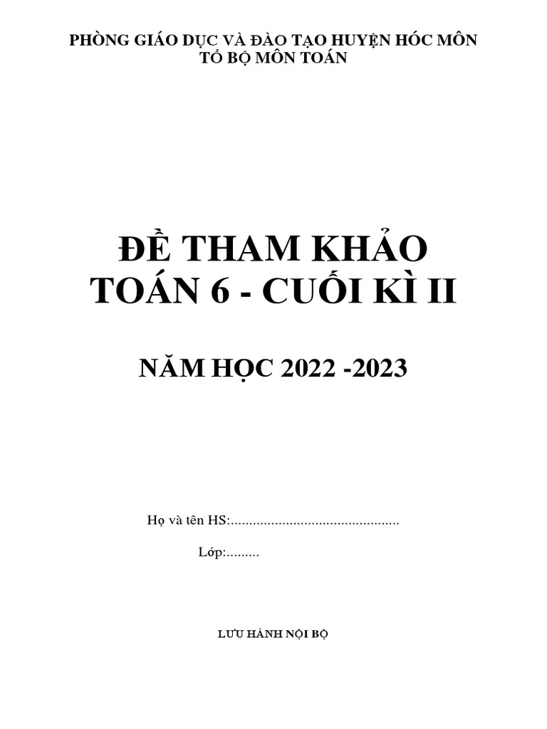 De Minh Hoa KT Ckii Toán 6 Hocmon Nh22.23 | PDF