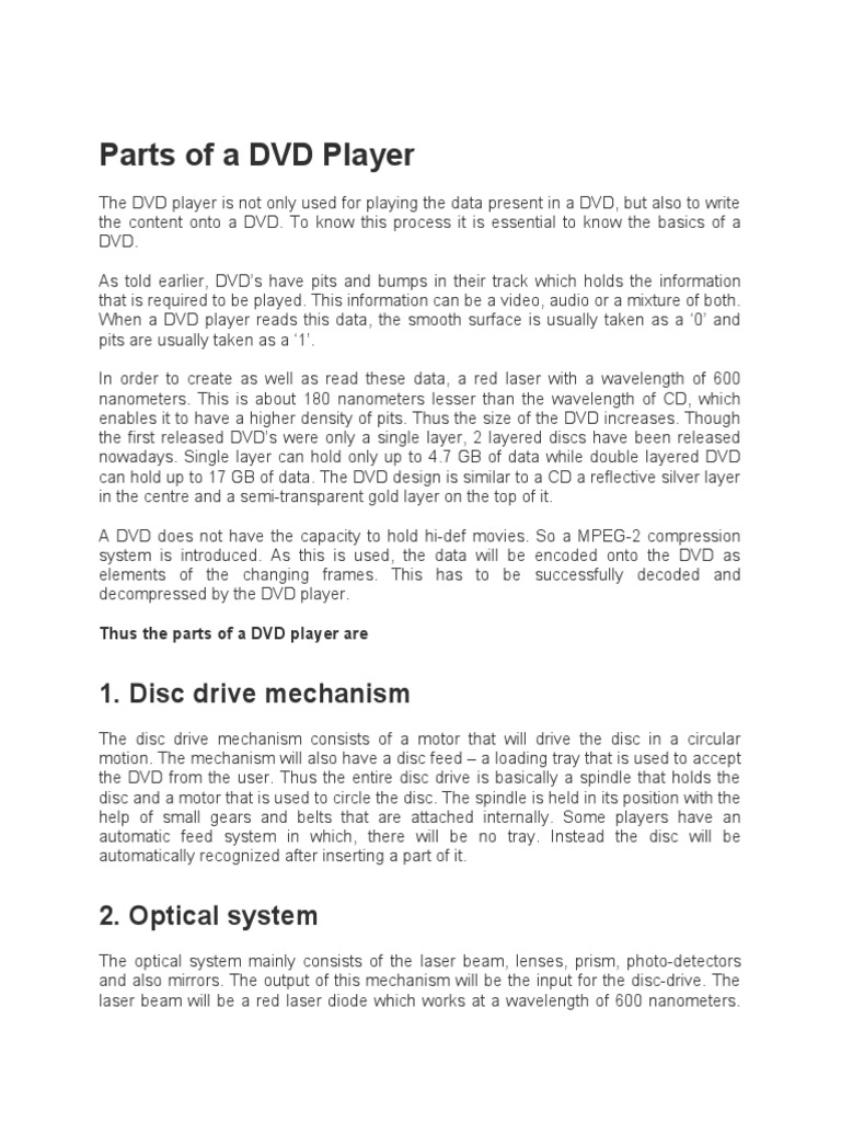 Components and Function of DVD Players | PDF | Dvd | Compact Disc