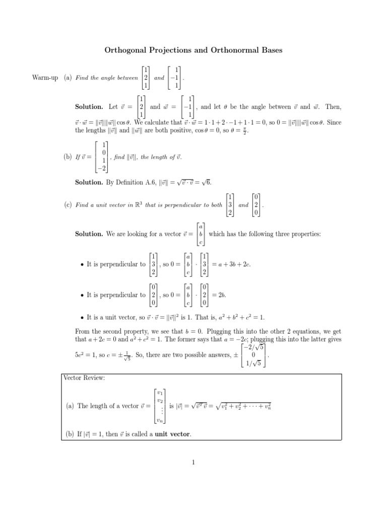 Orthogonal Projections and Orthonormal Bases | PDF | Teaching Methods & Materials