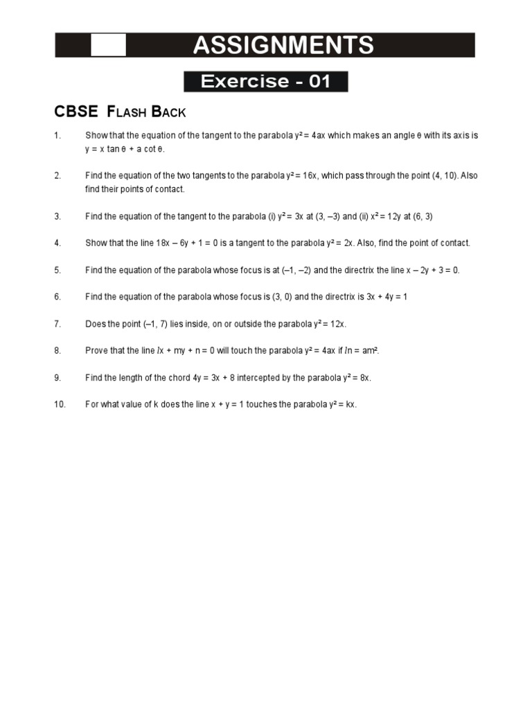 Parabola Assignment | Download Free PDF | Perpendicular | Euclidean ...