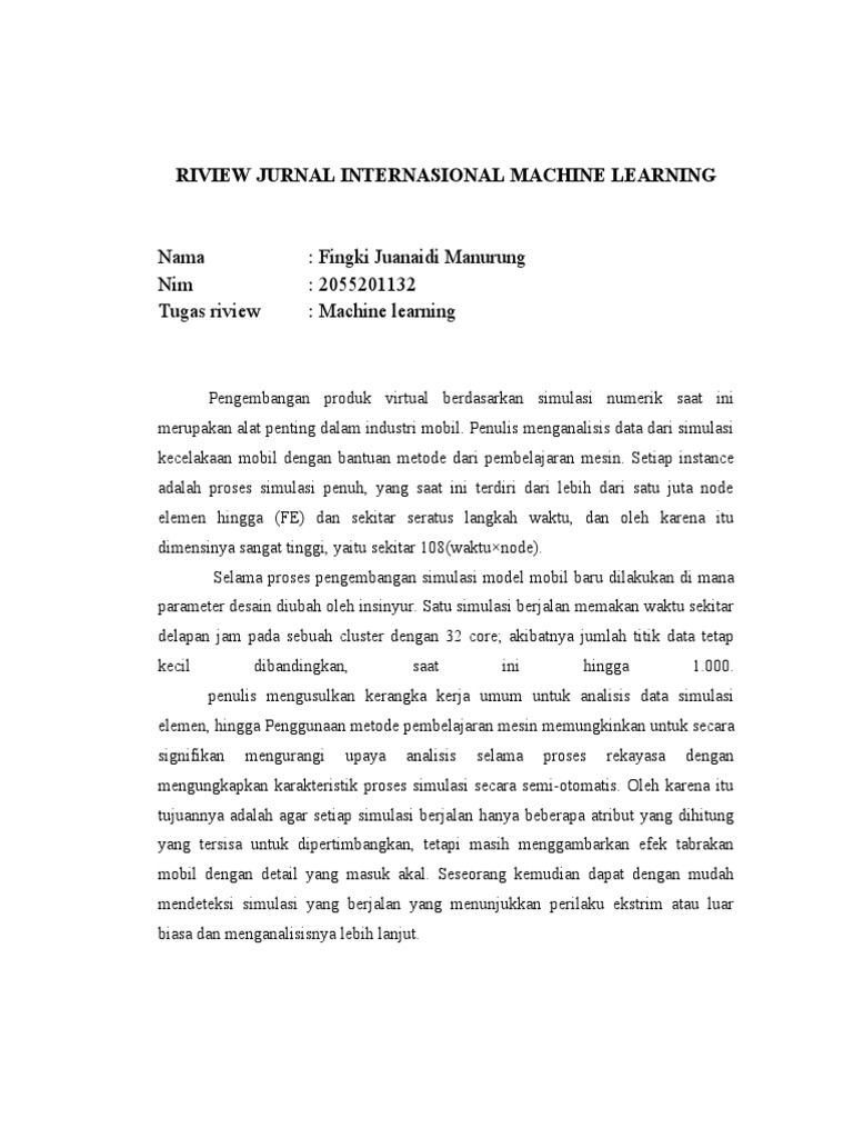 Riview Jurnal Internasional Machine Learning | PDF