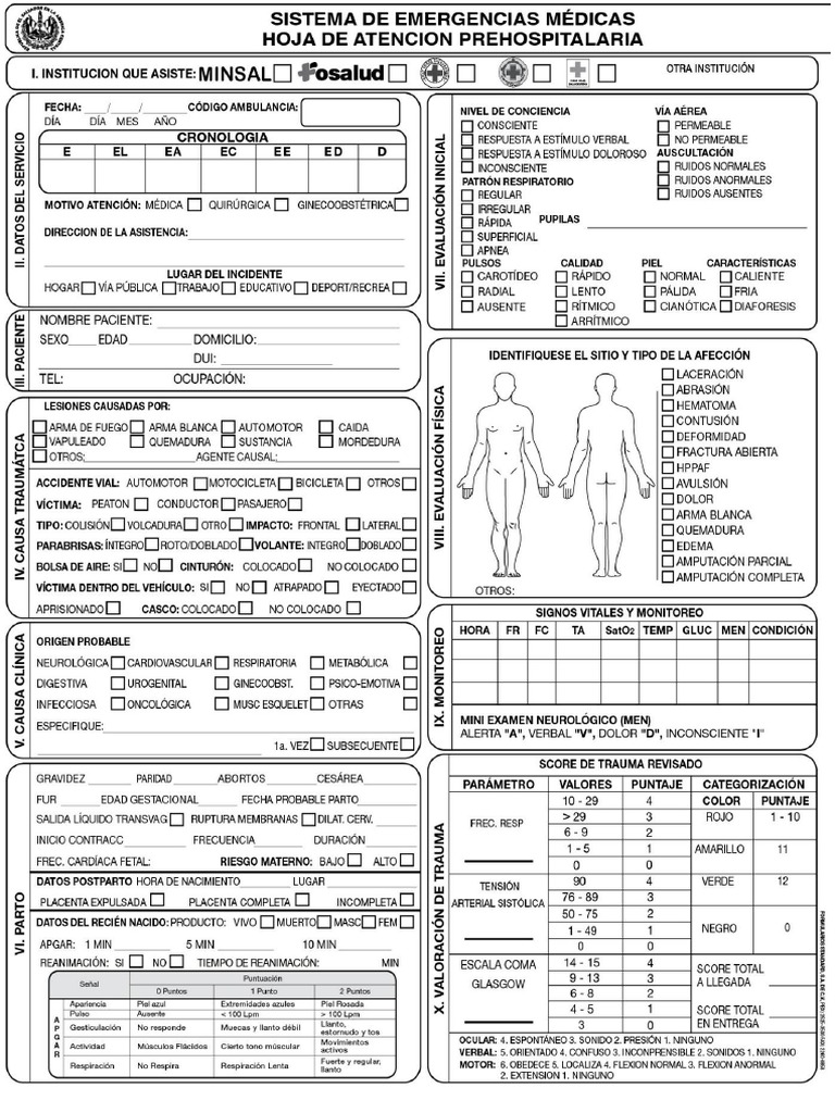 Hoja de Atencio Prehospitalaria | PDF