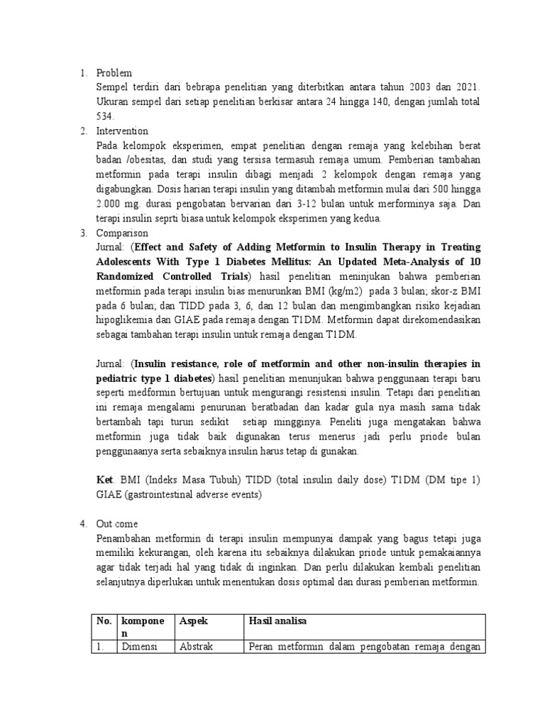 Metformin untuk Remaja T1DM | PDF