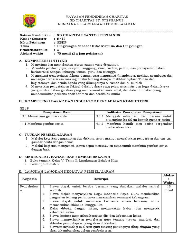 RPP SBDP Kelas 5: Gambar Cerita Lingkungan | PDF