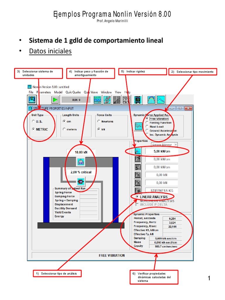 Ejemplos Nonlin 1 GDLD Elastico (v1.00) | PDF | Fuerza | Ingeniería ...