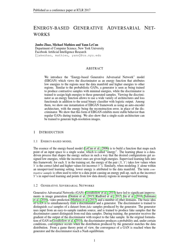 200 Energy Based Generative Advers | PDF | Computational Neuroscience ...