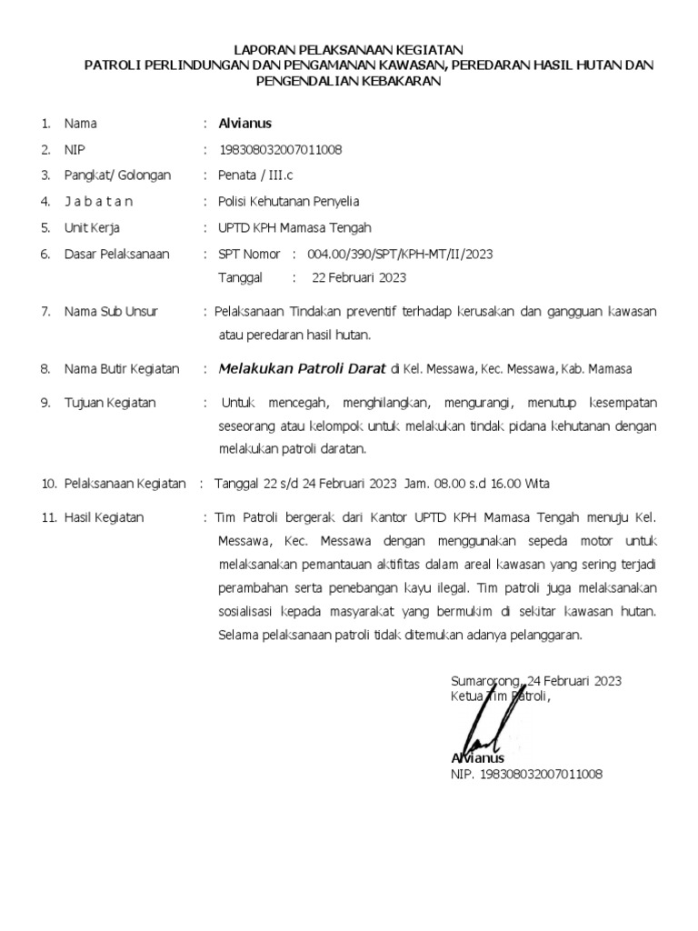 Laporan Patroli | PDF