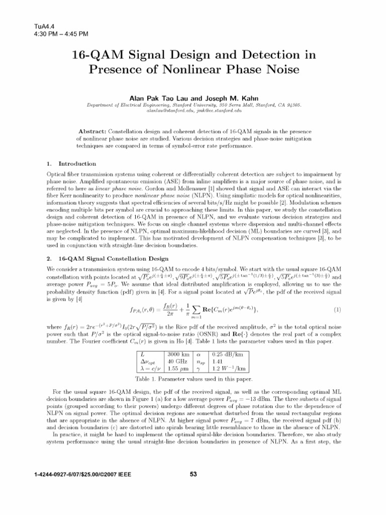 16 Qam Signal Design And Detection In Pdf Telecommunications Electronic Engineering