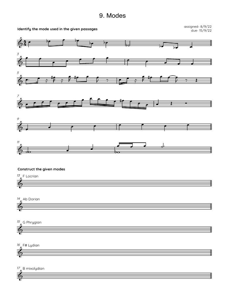 9 Modes - Full Score | PDF