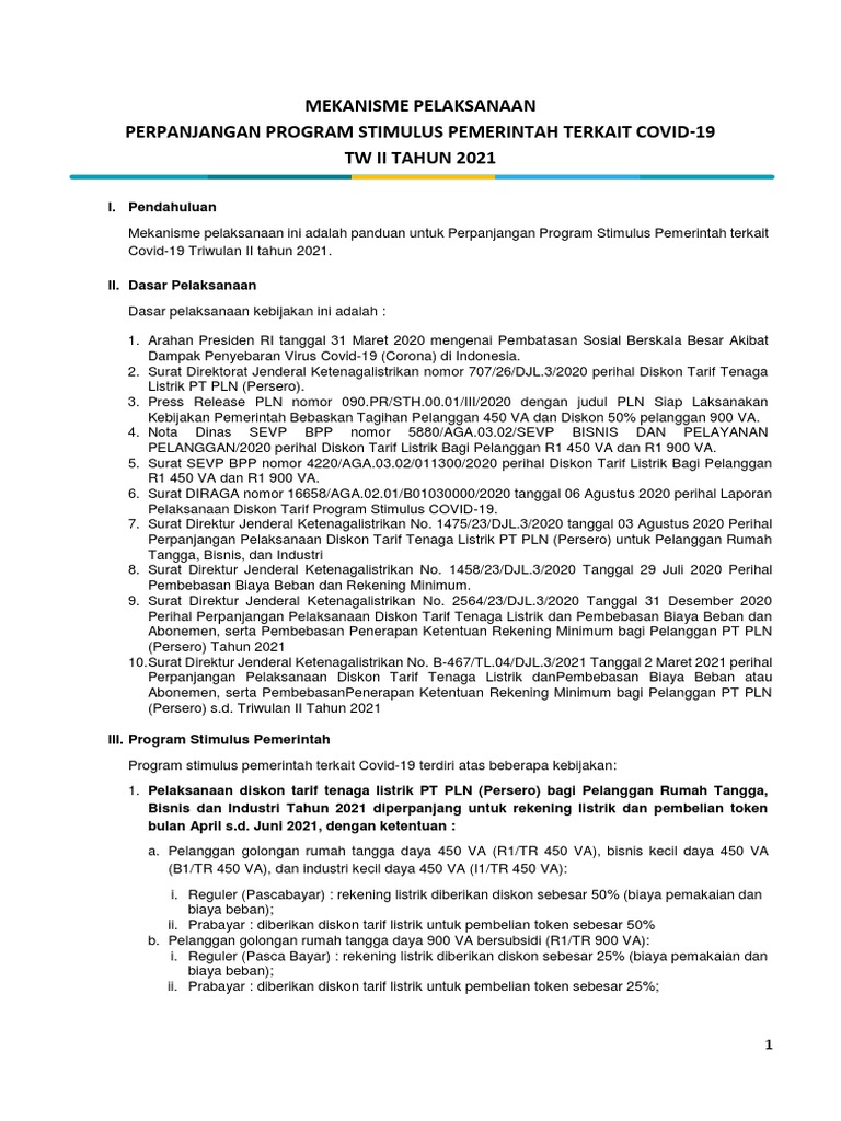 Mekanisme Perpanjangan Stimulus TW2 Thun 2021 - V2 TTD EVP APR | PDF